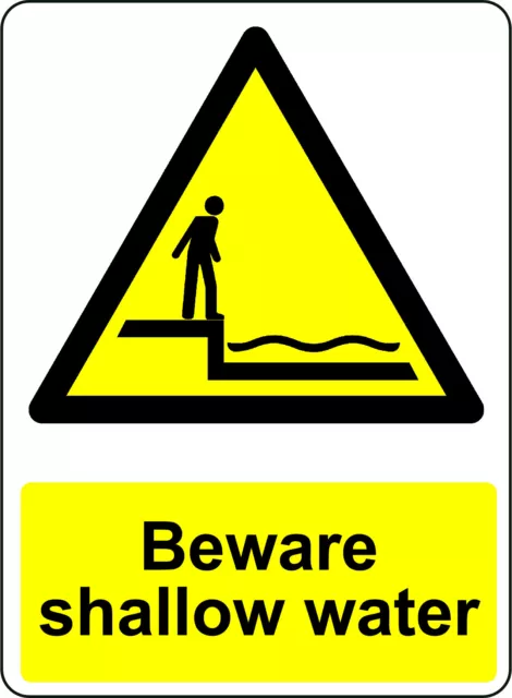 Warning Beware Shallow Water Osha Decal Safety Sign Sticker Usa Made ...