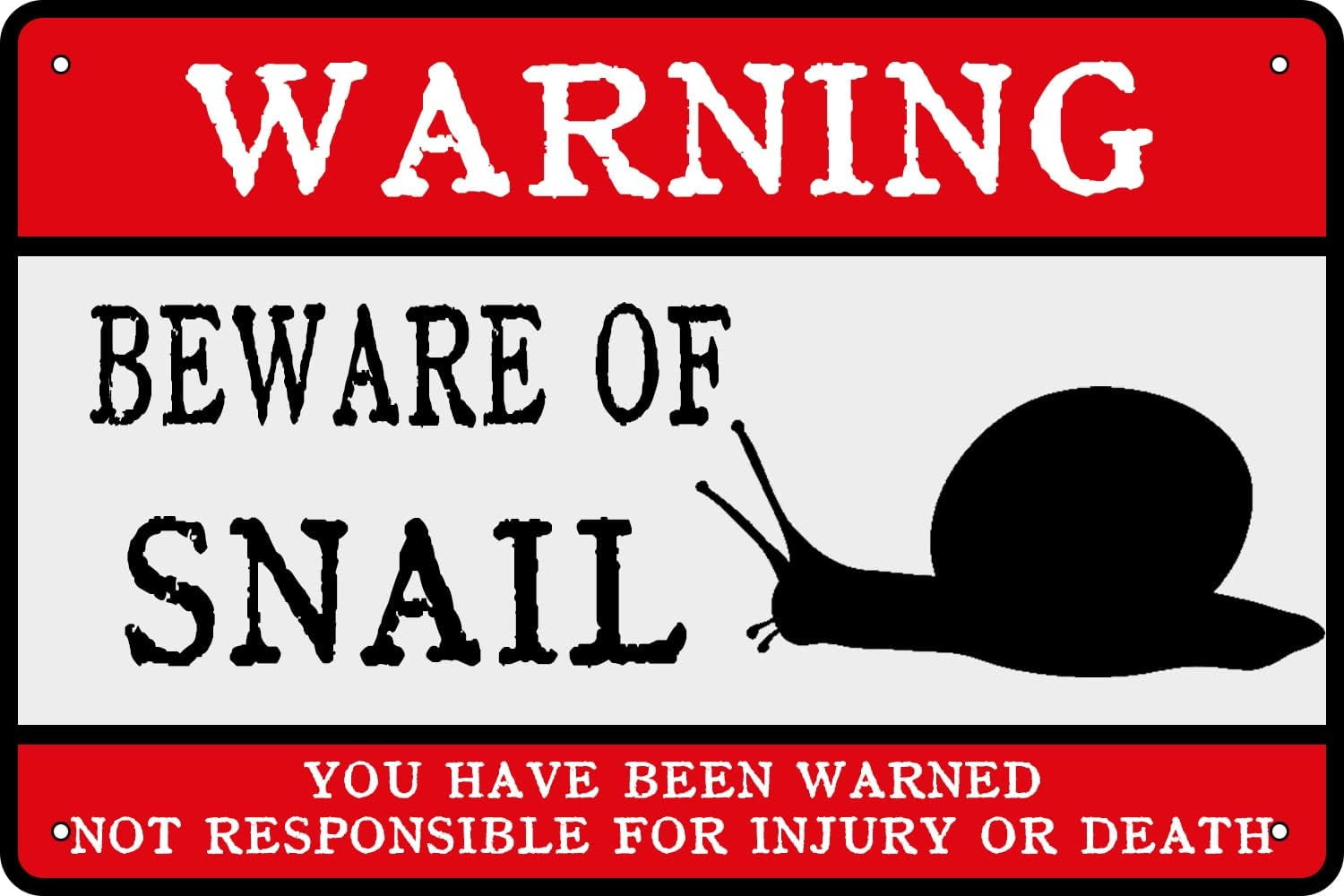 Warning Beware OF Snail Vintage Metal tin Sign Humor Funny Bar Man Cave ...