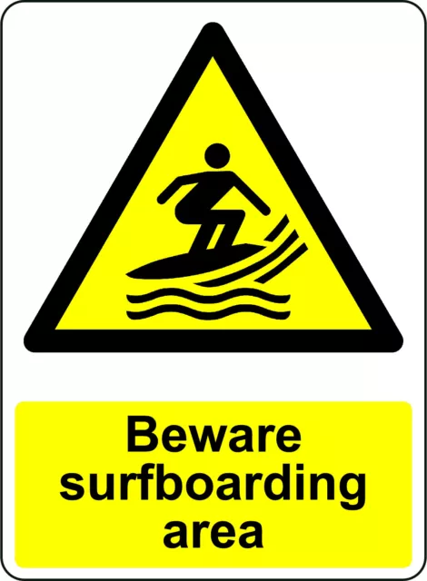 Warning Beware Surfboarding Area Drop Osha Decal Safety Sign Sticker Us ...