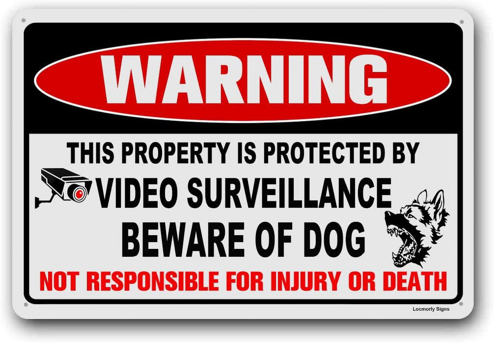 Warning Beware of Dog Sign, Video Surveillance Sign, No Trespassing ...