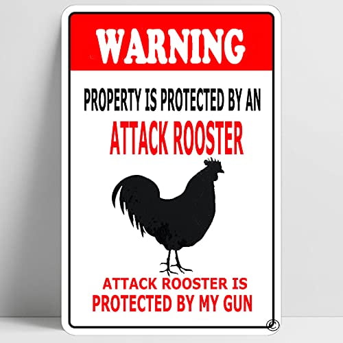 Warning Beware of Rooster Funny Metal Sign Farm Decoration TIN SIGN ...