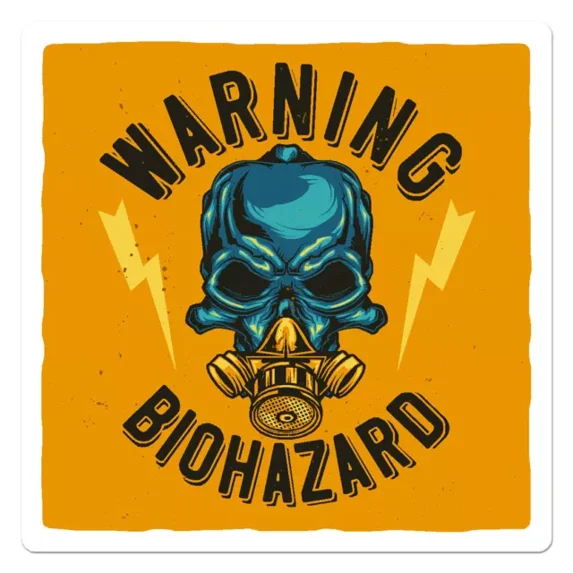 Warning Biohazard Gas Mask Sticker Phone Decal Water Bottle Stickers ...