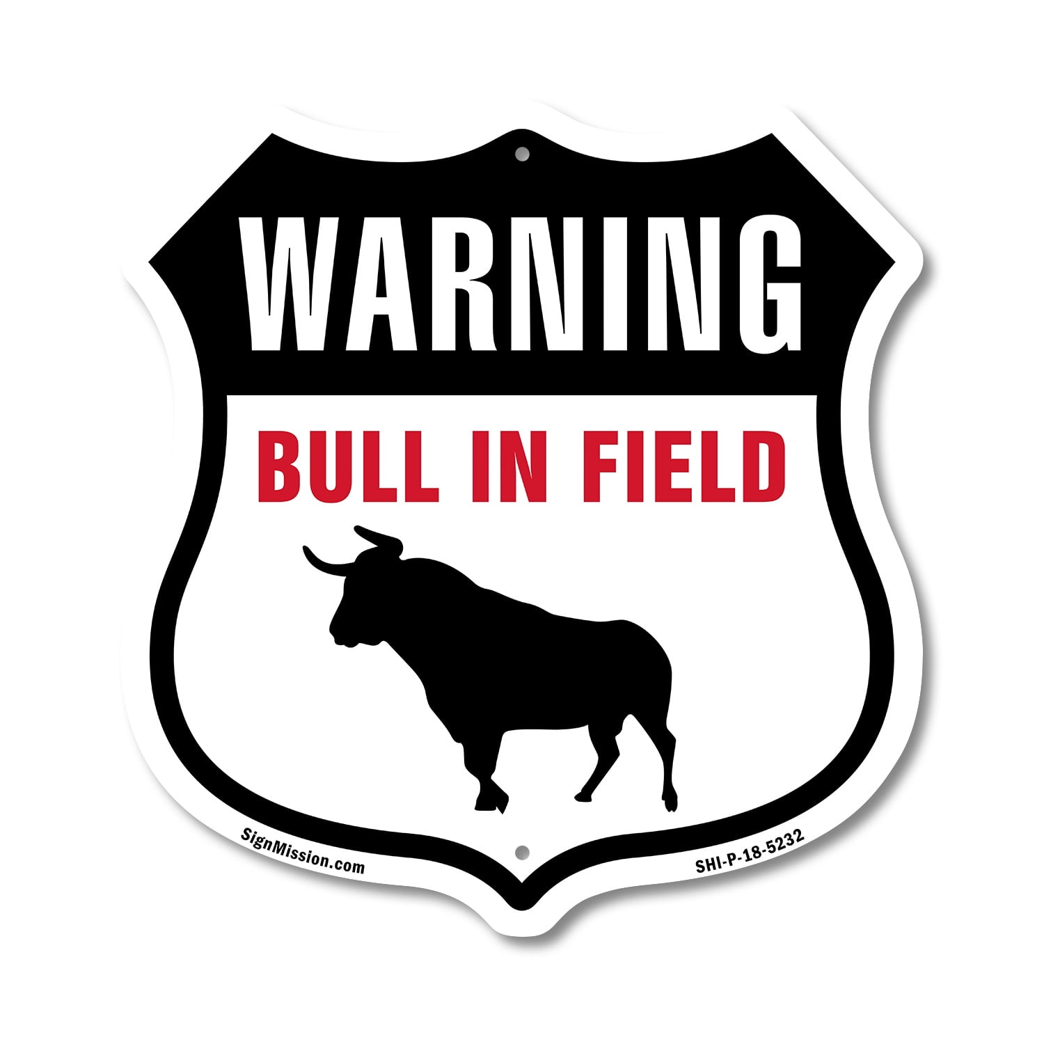 Warning Bull In Field (2 Pack) 12 inch X 12 inch Shield-Shaped Rust ...