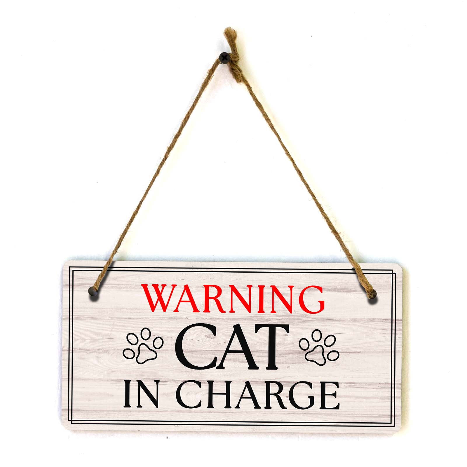 Warning Cat in Charge | Rustic Wood 5 x 10" Hanging Sign | Cat Novelty ...