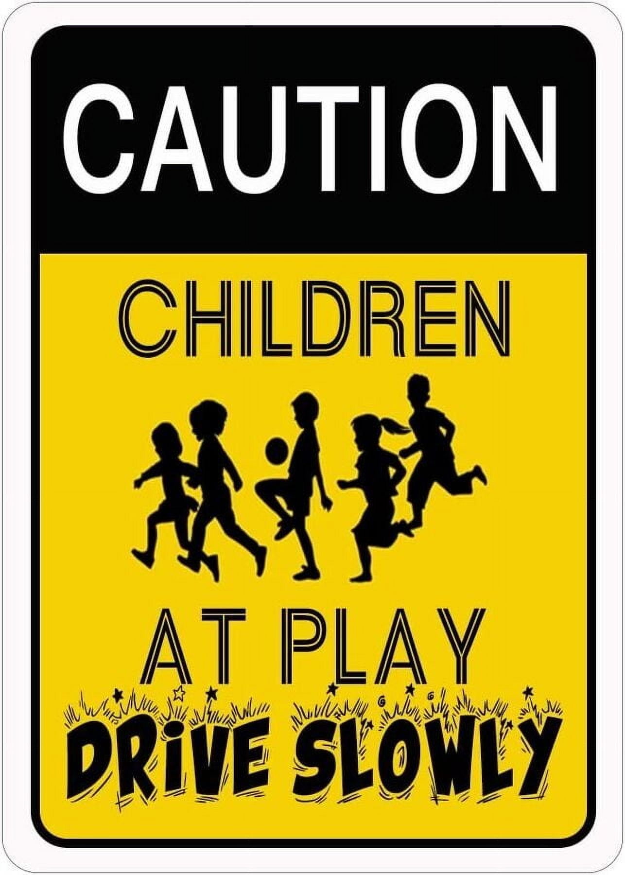 Warning Caution Children at Play Drive Slowly Hwy Street Metal Sign ...