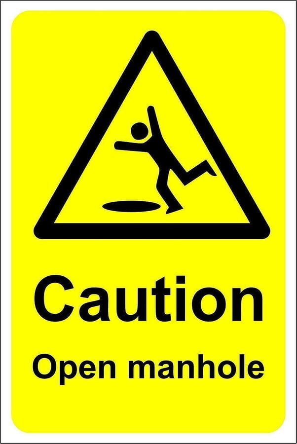 Warning Caution open manhole metal park safety sign Size: 8 x 12 Inch ...