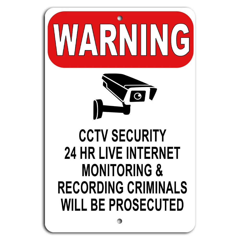 Warning Cctv Security 24 Hr Live Internet Monitoring And Recording Sign - Walmart.com