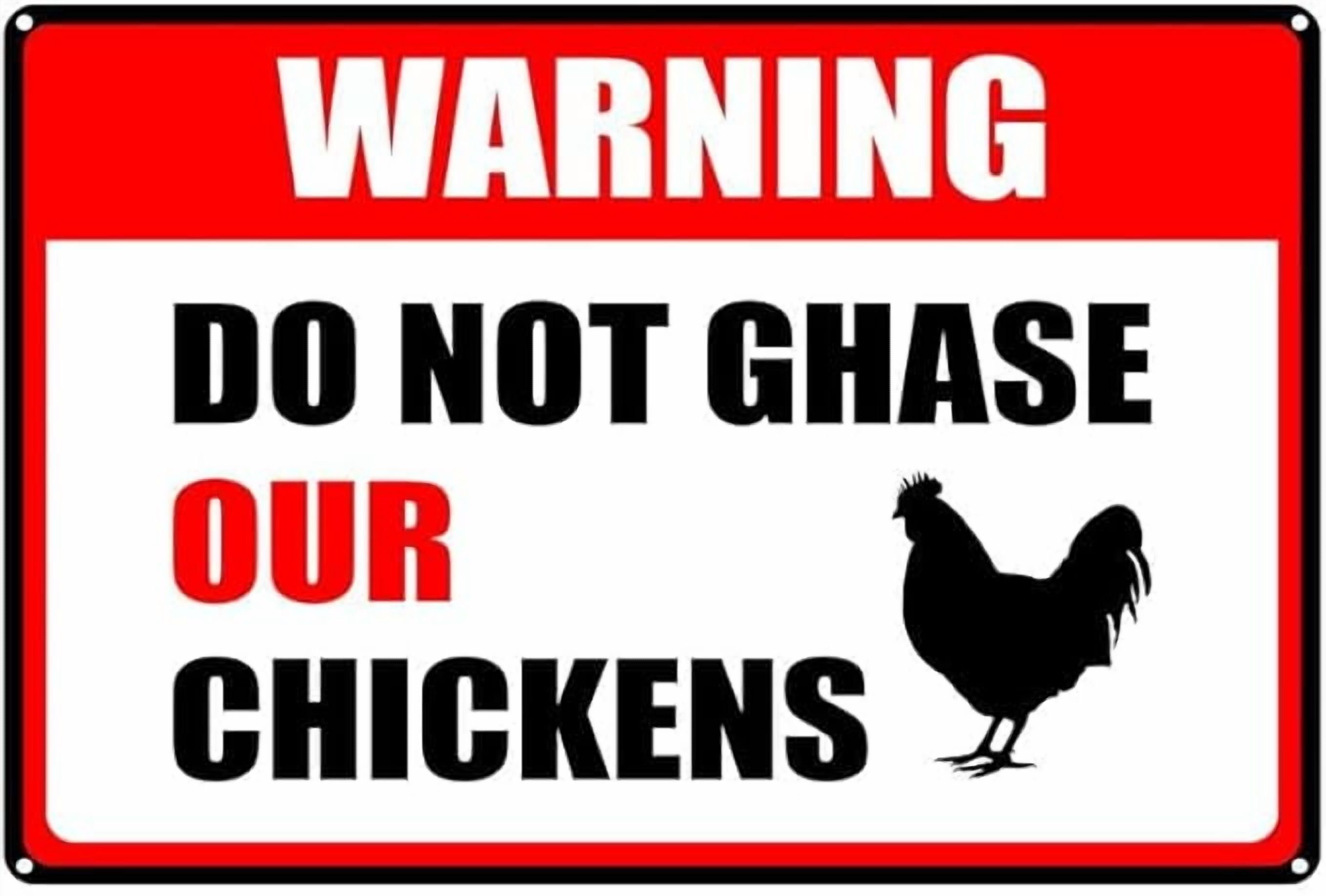 Warning Chicken Coop Sign, Do Not Chase Our Chickens Signs, Aluminum ...