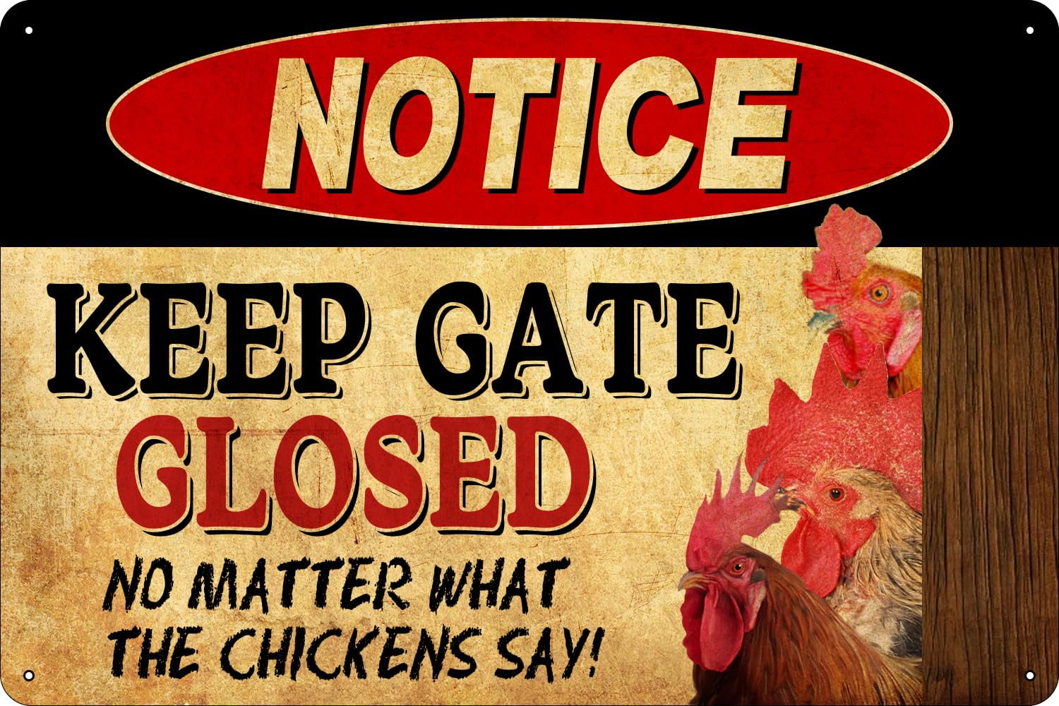 Warning Chicken Signs For Coop Funny Outdoor - Keep Gate Closed No ...