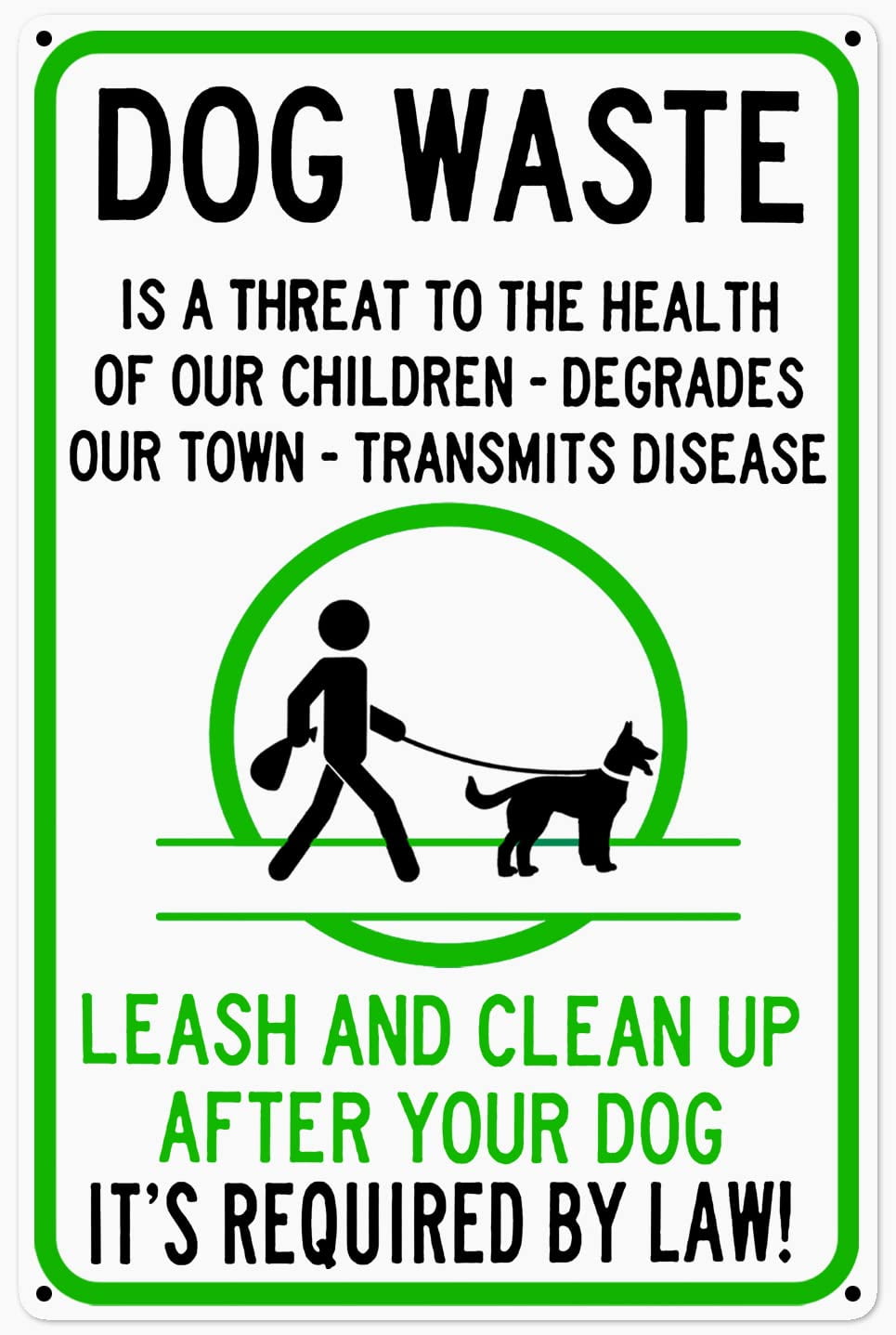 Warning Clean Up After Your Dog Sign No Dog Pooping Warning Sign Metal ...