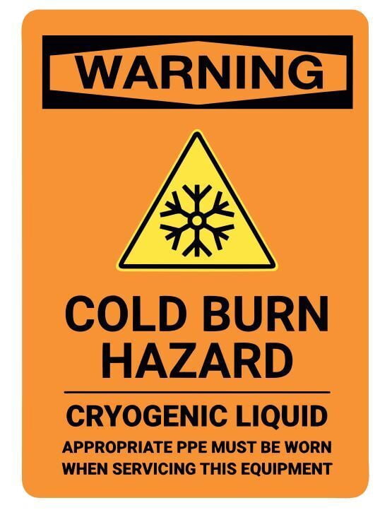 Warning Cold Burn Cryogenic Liquid Safety Sign metal aluminium Wall ...