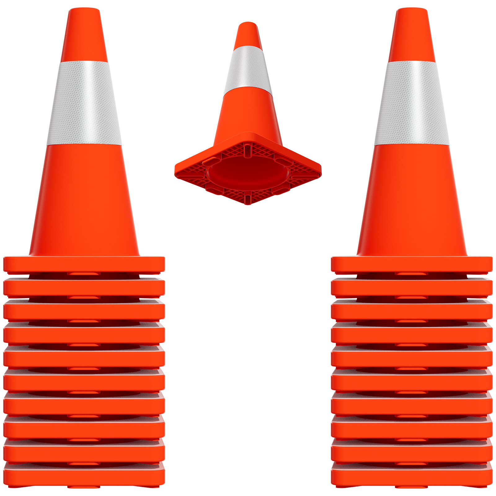 Warning Cone, 20 Piece Bulk, Non-Slip Foot Pads, Orange Traffic Cone ...