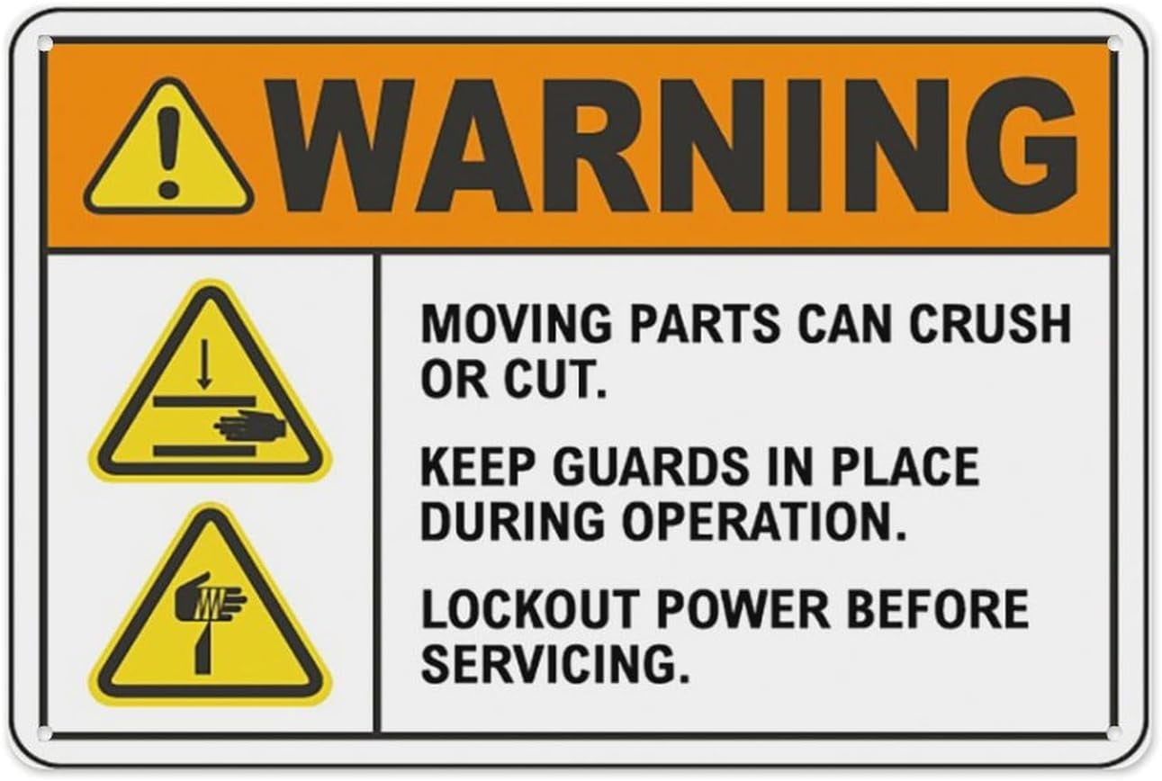 Warning Crushcut Hazard Lockout Power Before Servicing Sign - 8"x12 ...