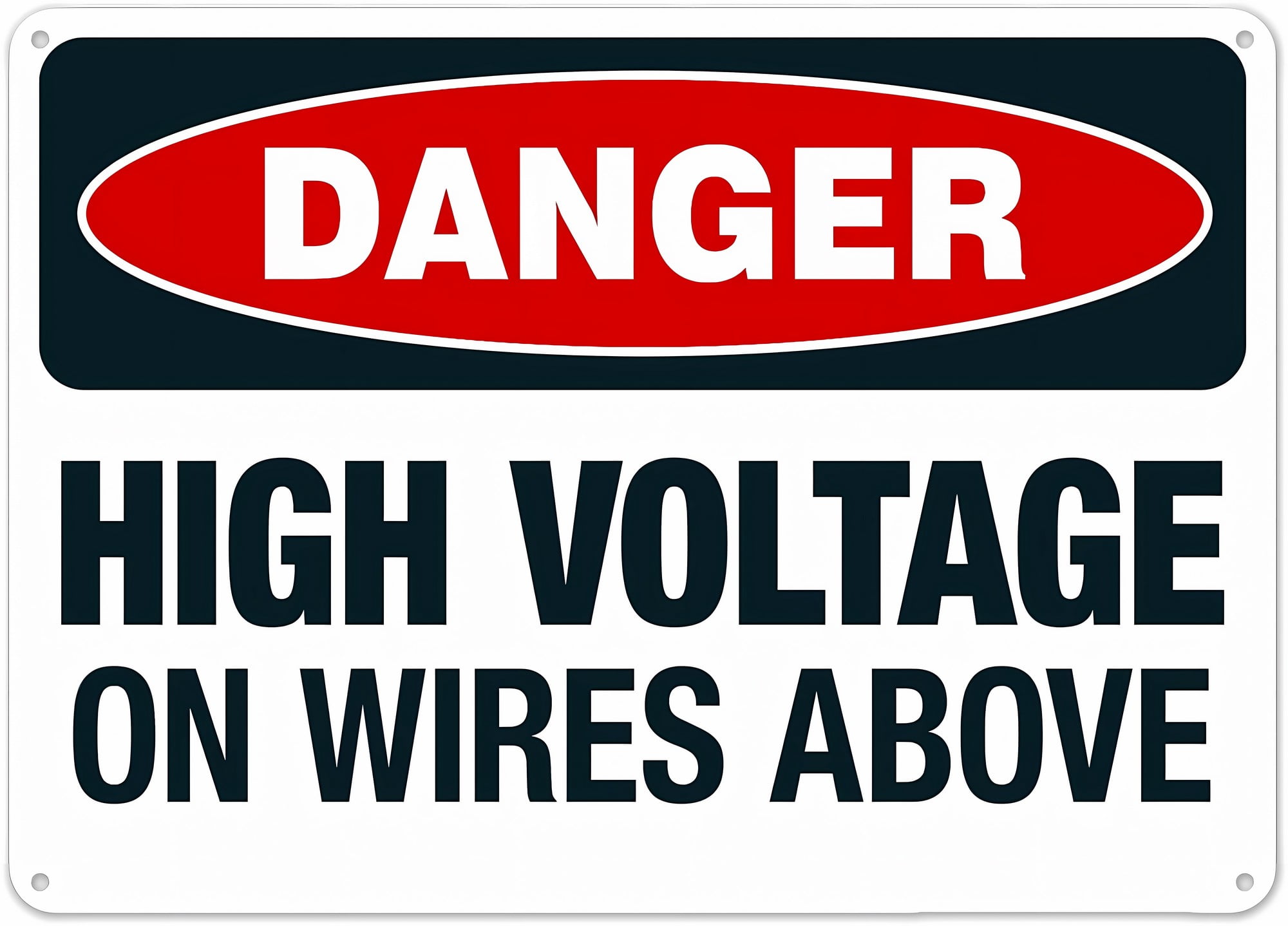 Warning Danger High Voltage Overhead Wires Alert Sign - 8"x12" Metal ...