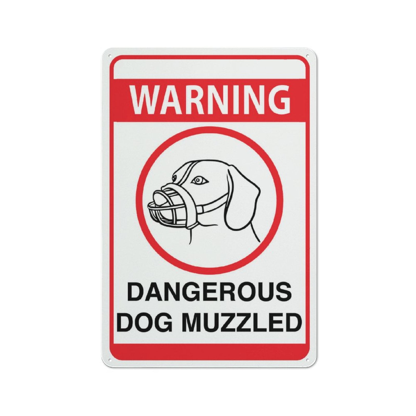 Warning Dangerous Dog Muzzled Sign Outdoor Metal Sign - 12 X 8 Metal ...