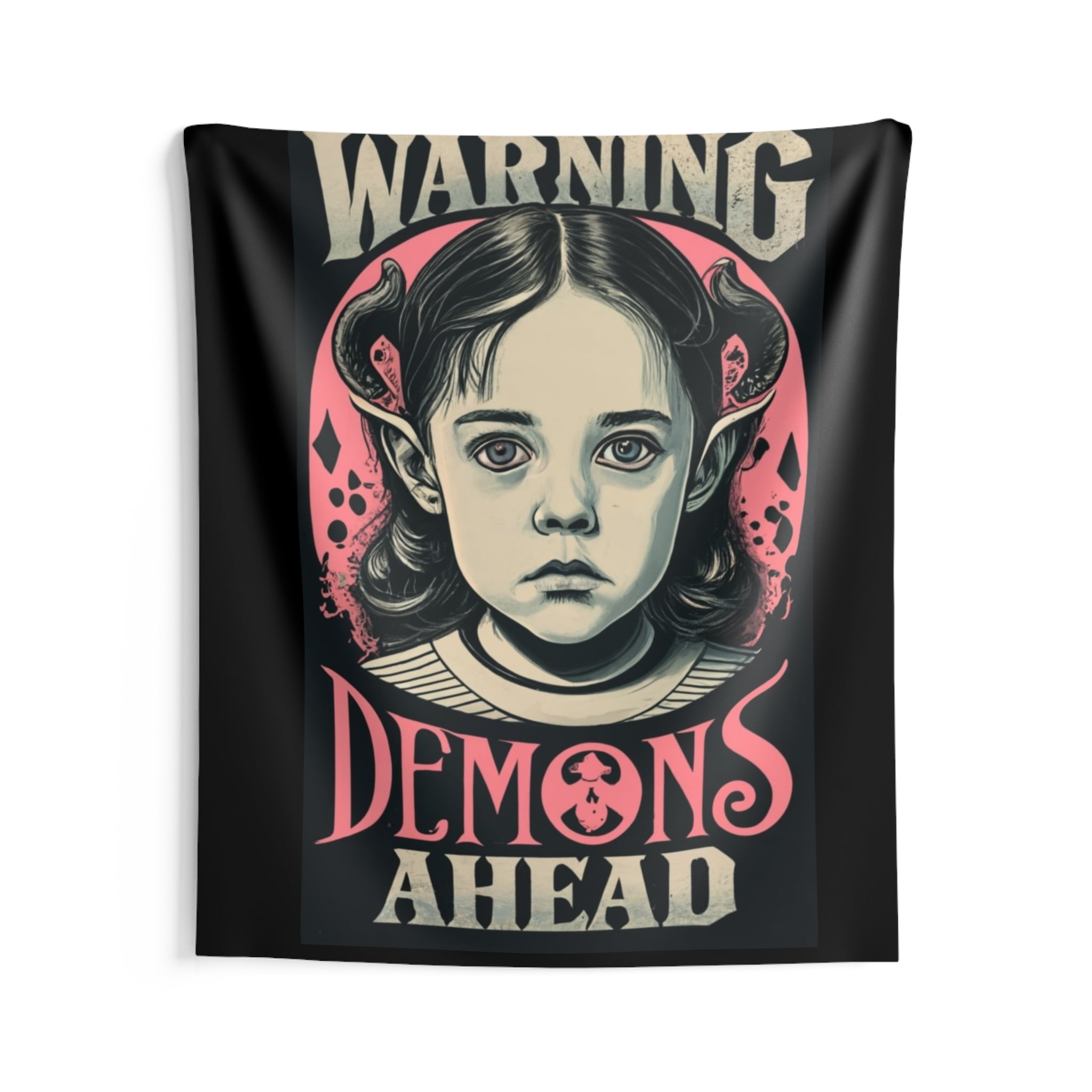 Warning: Demons Ahead Funny Horror Wall Art Tapestry - Walmart.com