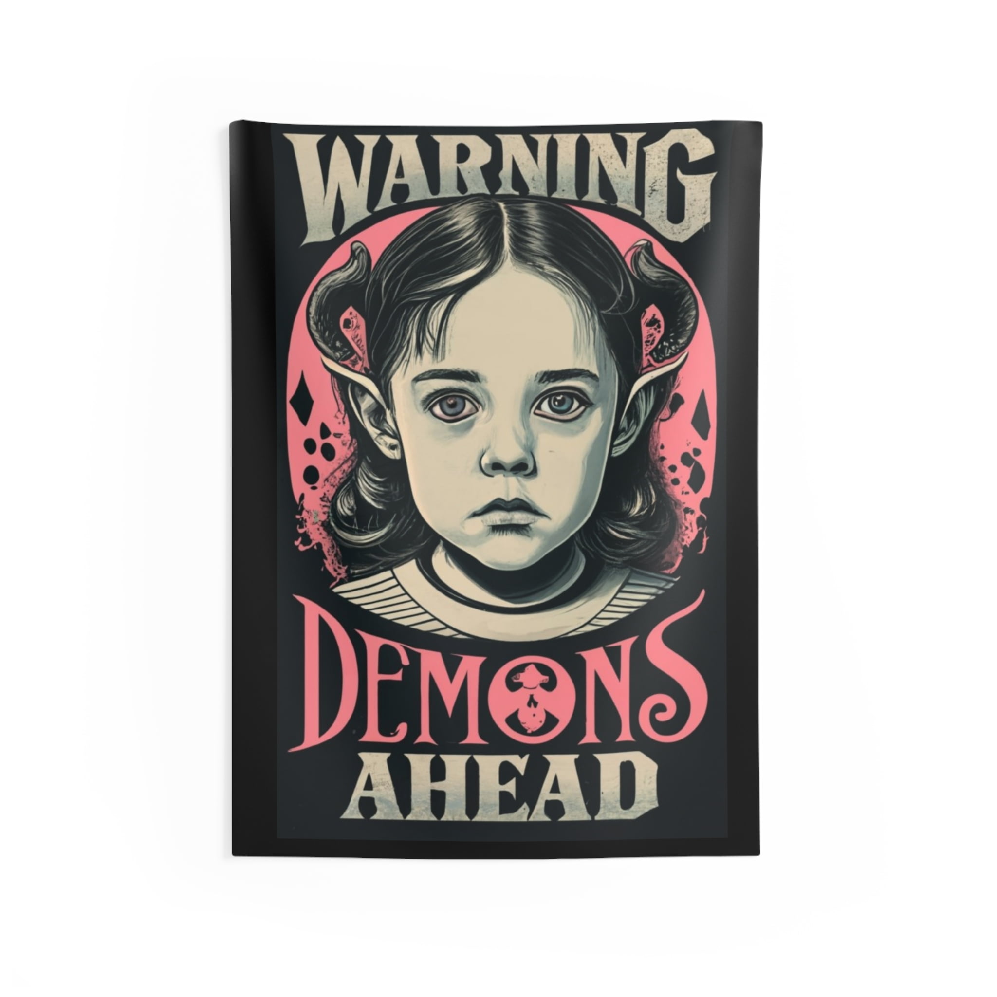 Warning: Demons Ahead Funny Horror Wall Art Tapestry - Walmart.com