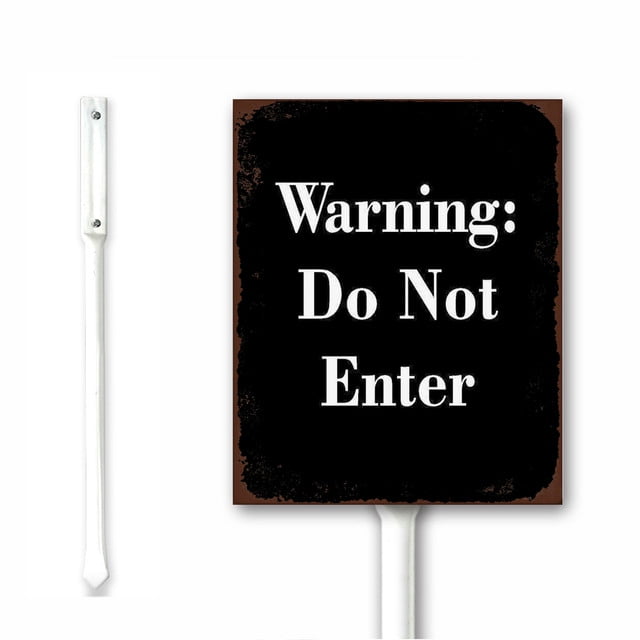 Warning Do Not Enter Black Yard Sign With Stake, Rustic Lawn & Garden ...