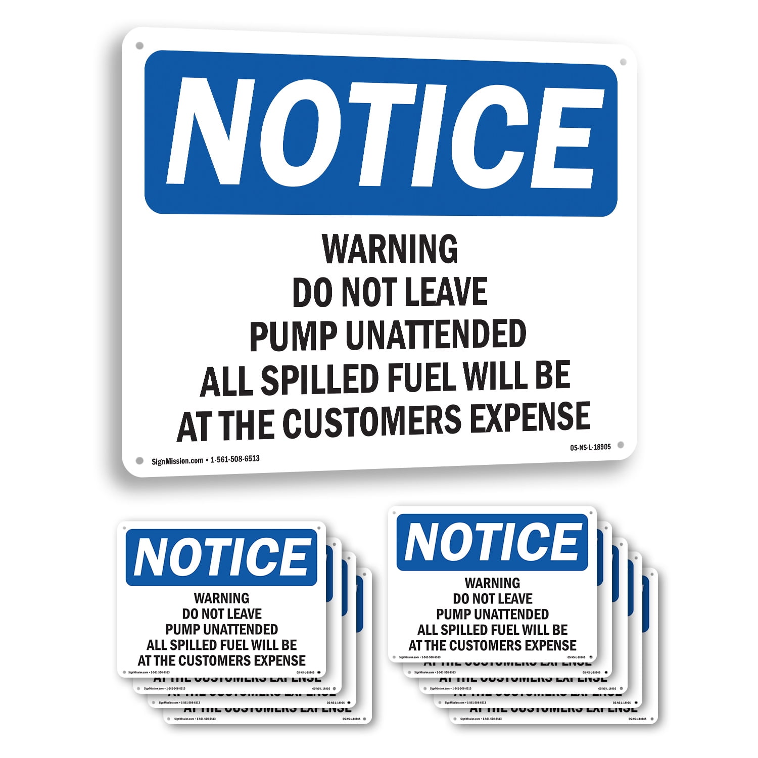 Warning Do Not Leave Pump Unattended All OSHA Notice Aluminum Sign 10 ...