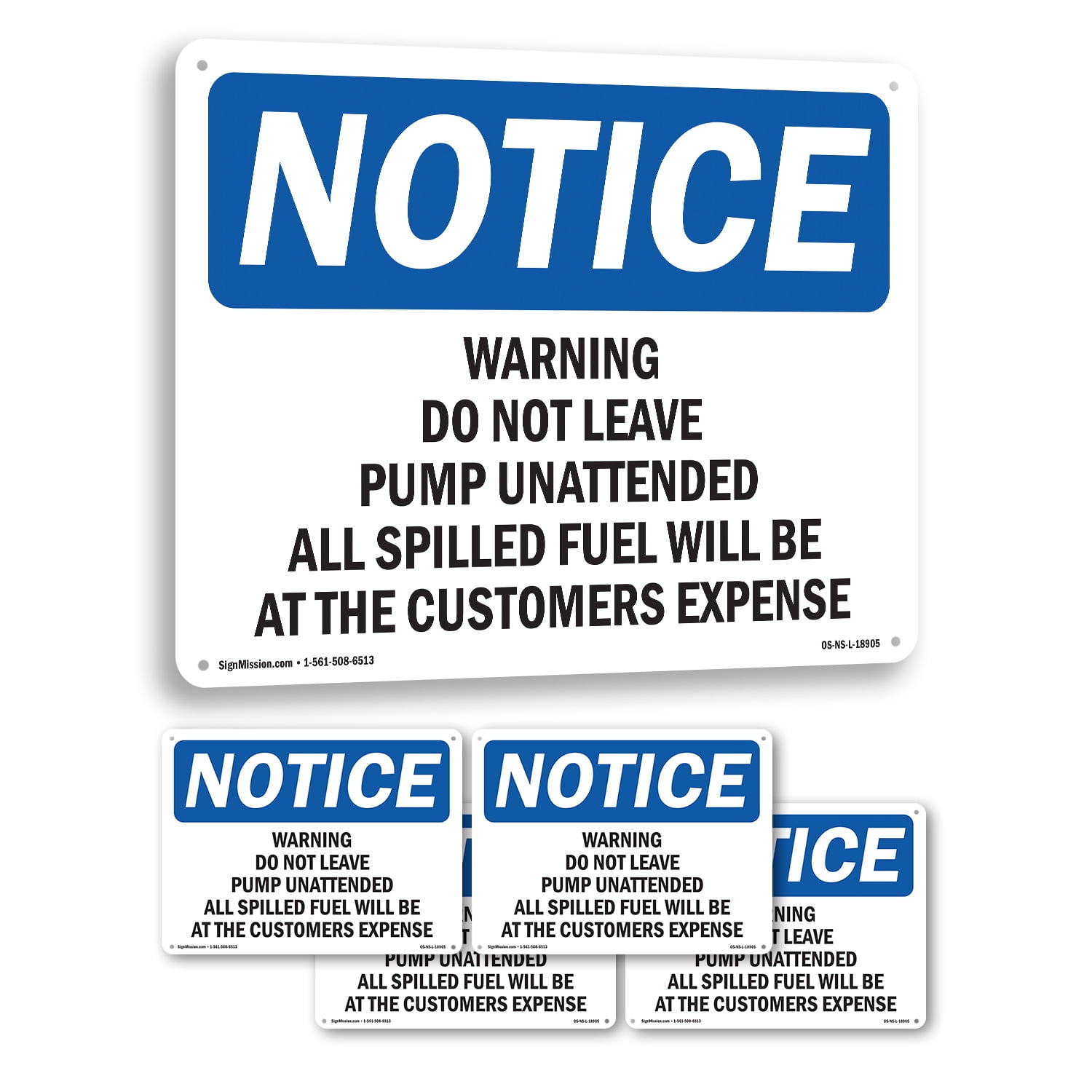 Warning Do Not Leave Pump Unattended All OSHA Notice Rigid Plastic Sign ...