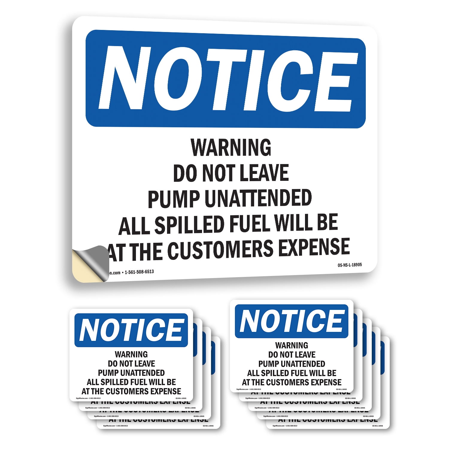 Warning Do Not Leave Pump Unattended All OSHA Notice Vinyl Decal Label ...