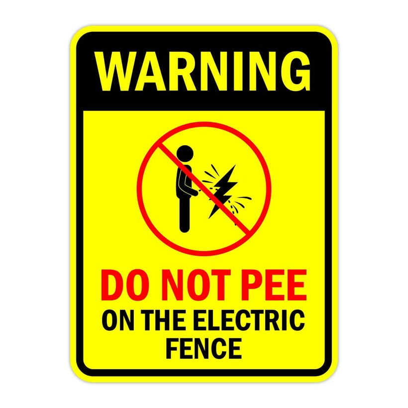 Warning Do Not Pee On The Electric Fence Door or Wall Sign Funny ...