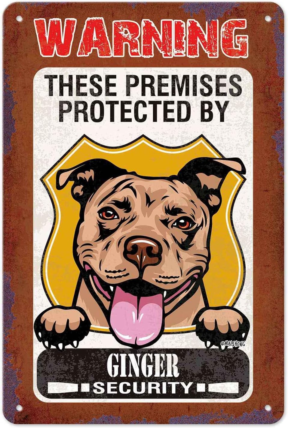Warning Dog Metal Sign Dog in Yard Decor Sign Docile Pit Bull Dog These ...
