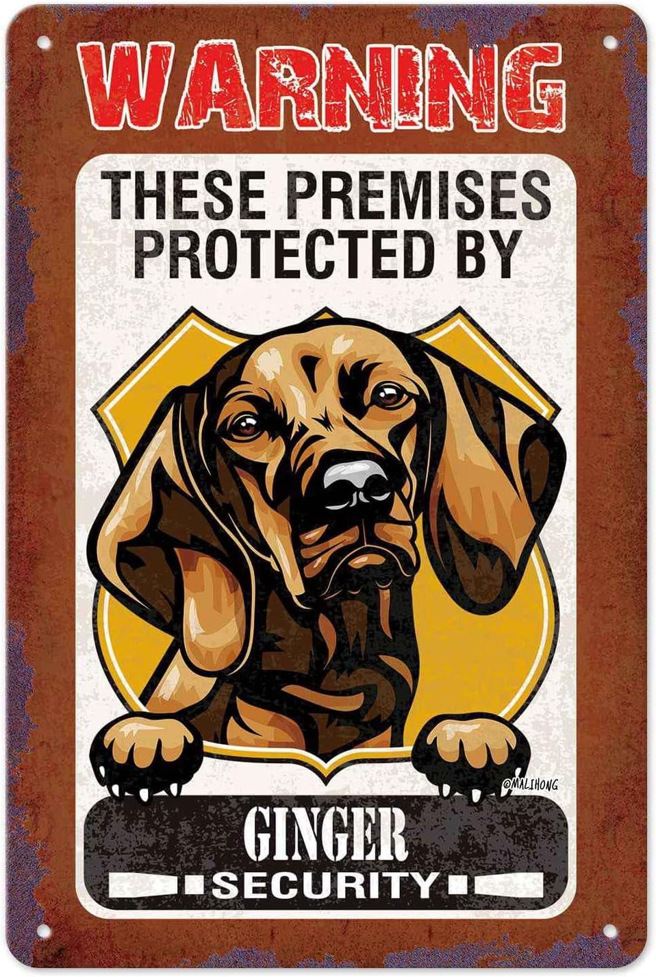 Warning Dog Metal Sign Dog in Yard Decor Sign Vizsla Dog These Premises ...