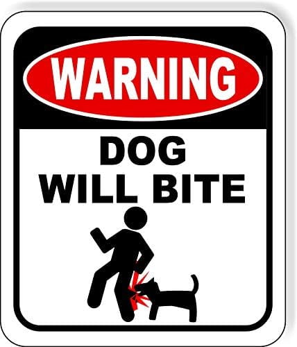 Warning Dog Will Bite Sign for Outdoor or Indoor Metal Tin Sign 8x12 ...
