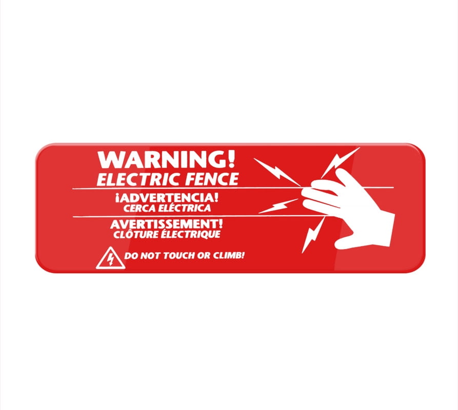 Warning Electric Fence Sign, Self Adhesive Sign For Door Or Wall 10 X 3 ...