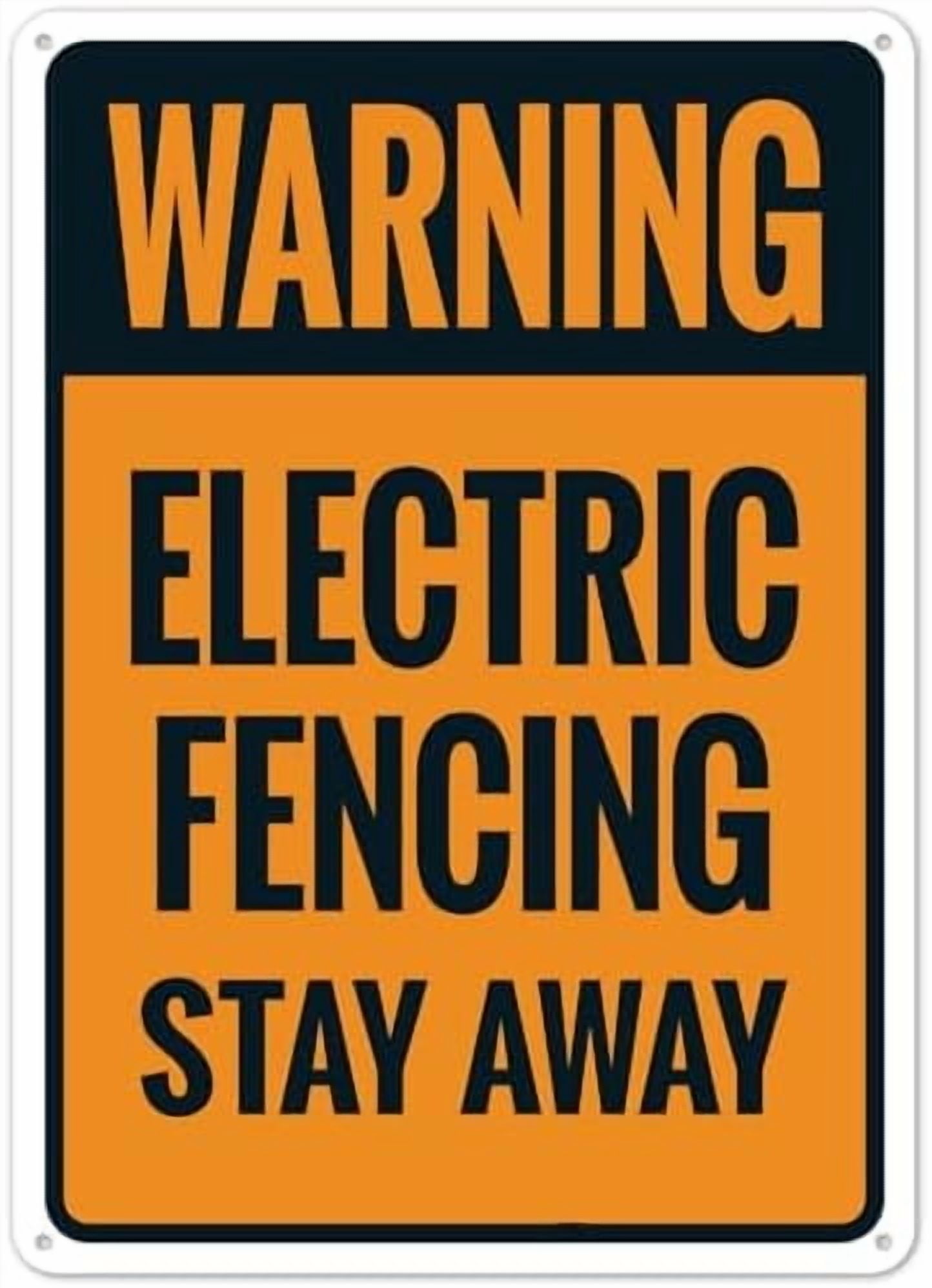 Warning Electric Fencing Stay Away Sign Property Safety Signs Metal Tin ...