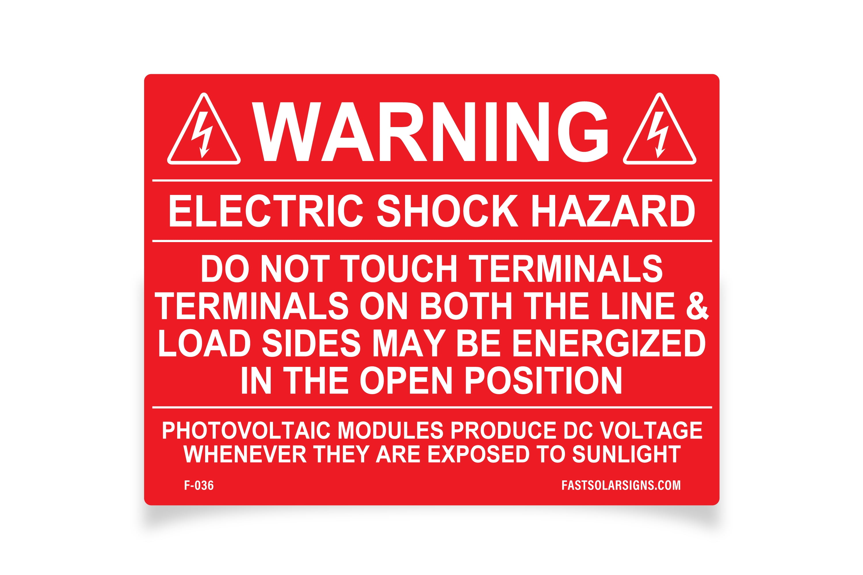 Warning: Electric Shock Hazard Do not touch terminals, terminals on ...