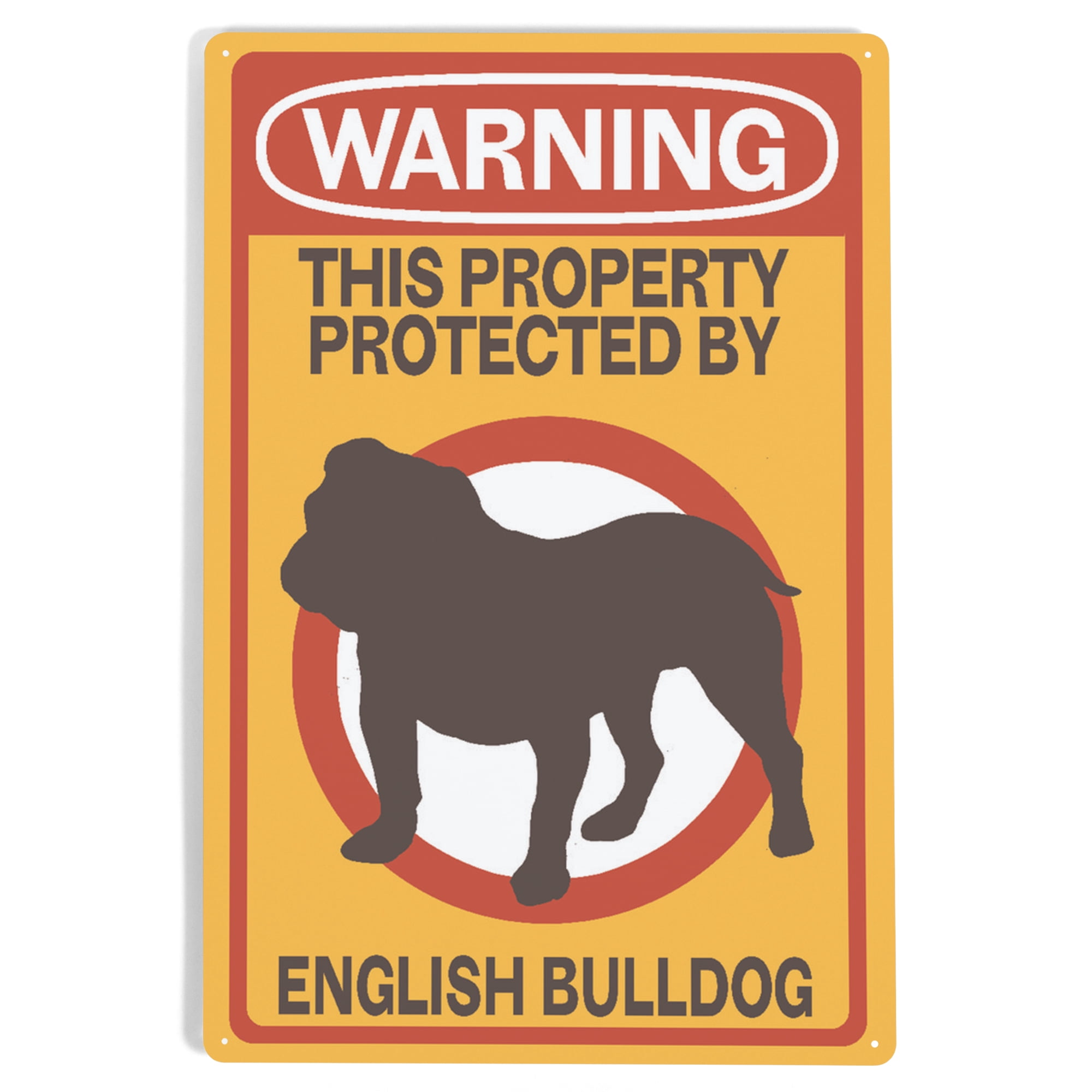 Warning, English Bulldog (12x18 Aluminum Art, Indoor Outdoor Metal Sign ...