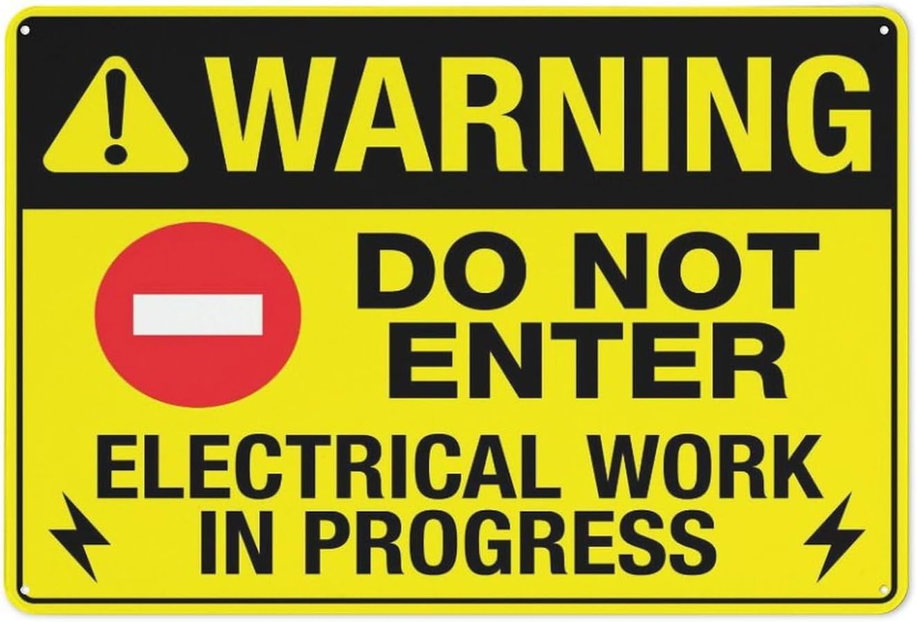Warning Do Not Enter Electrical Work In Progress Bright Yellow Sign ...
