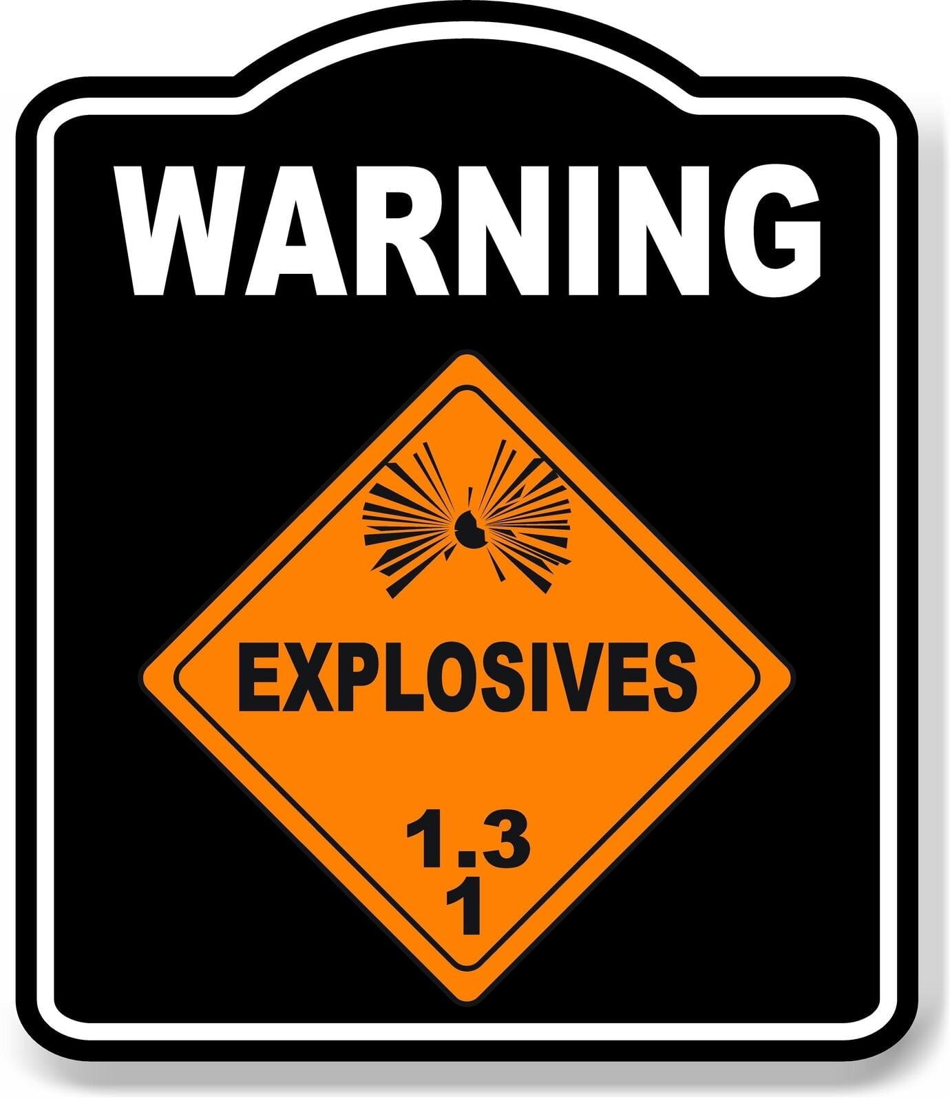 Warning_Explosives_1.3_orange_safty_osha_danger_black Aluminum ...