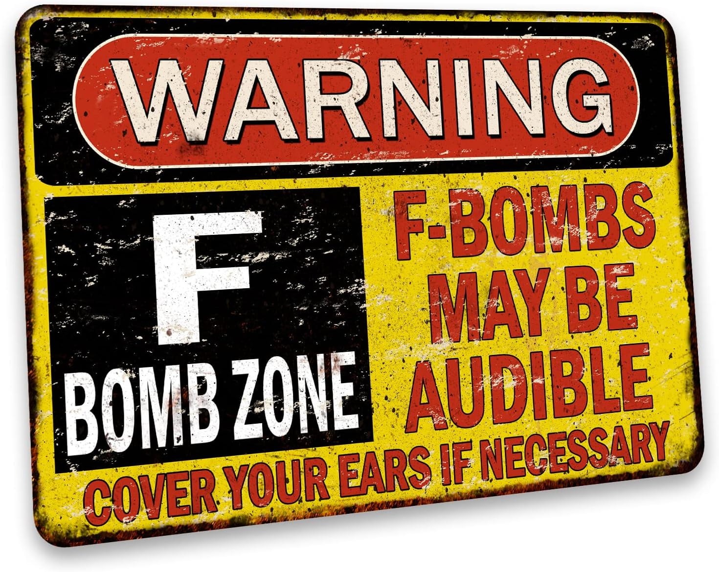 Warning F Bomb Zone Funny Signs Garage Art Man Cave Decor Funny ...
