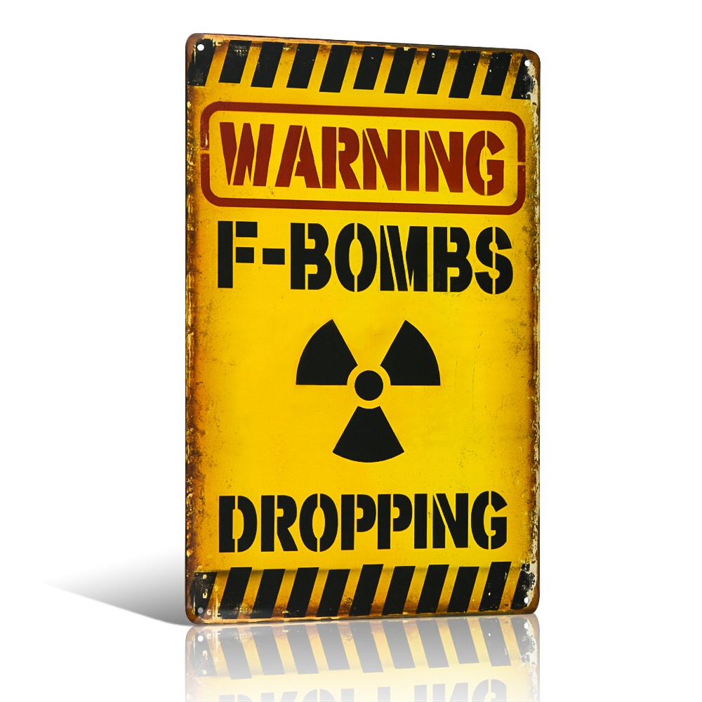 Warning F-Bombs Dropping Tin Metal Sign Funny Office Dorm Home Decor ...
