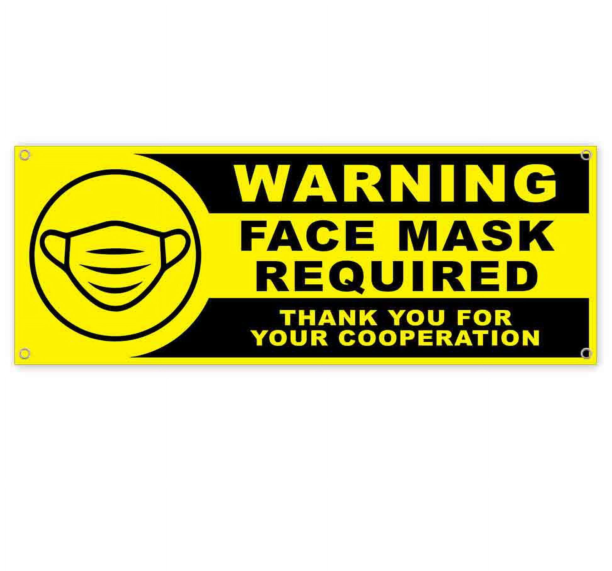 Warning Face Mask Required 13 oz Banner | Non-Fabric | Heavy-Duty Vinyl ...