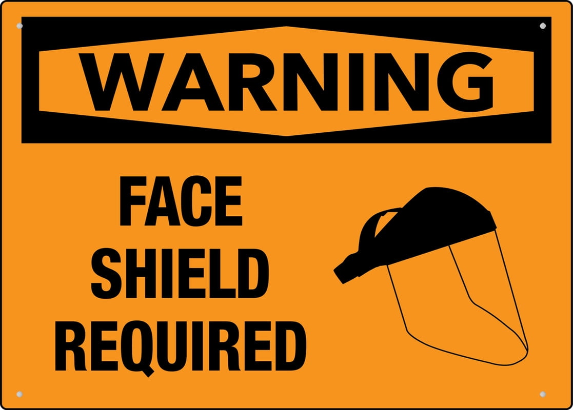 Warning Face Shield Required Sign 12 X 8 Inch Metal Sign, Rustproof ...