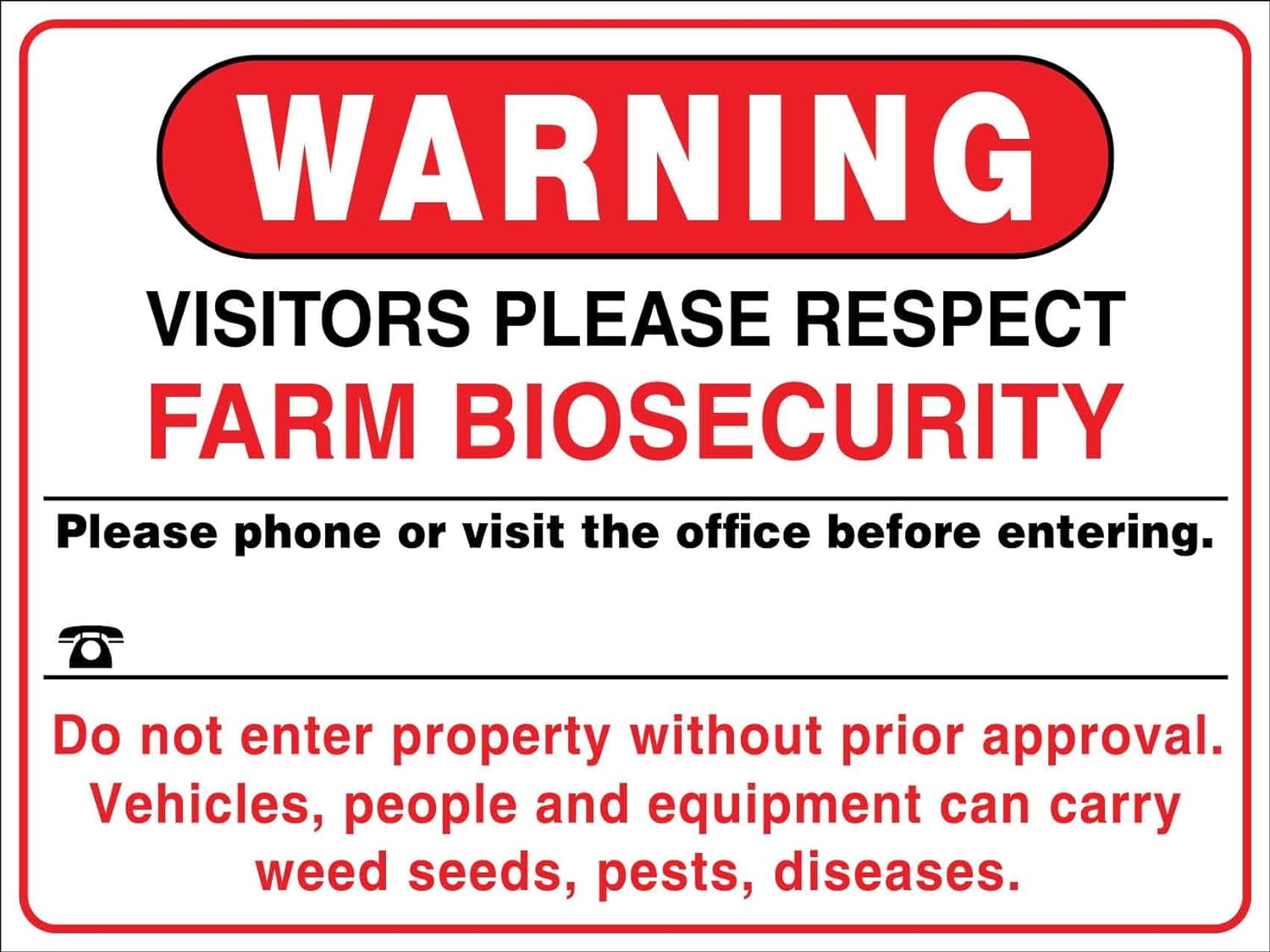Warning Farm Biosecurity Red Sign Metal Tin Sign12x16 Inches Caution ...