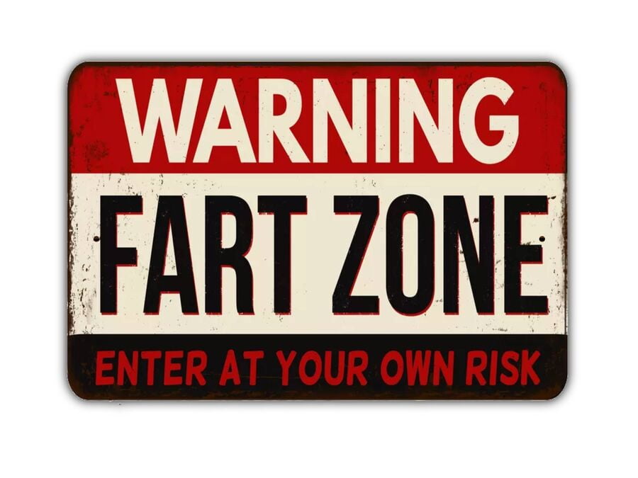 Warning Fart Zone Enter At Your Own Risk Sign Vintage Style Size: 16 x ...