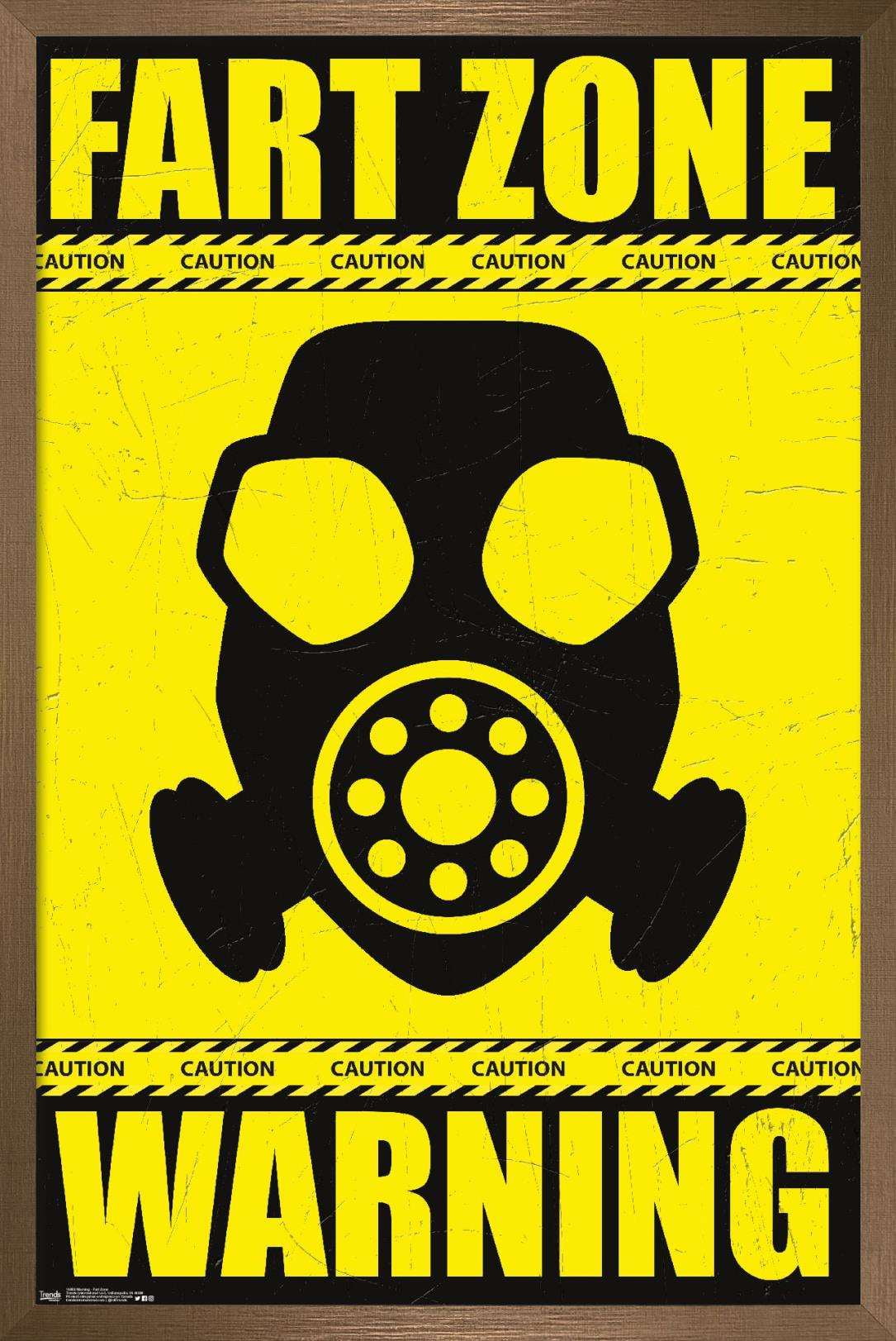 Warning - Fart Zone Wall Poster, 14.725" x 22.375", Framed - Walmart.com