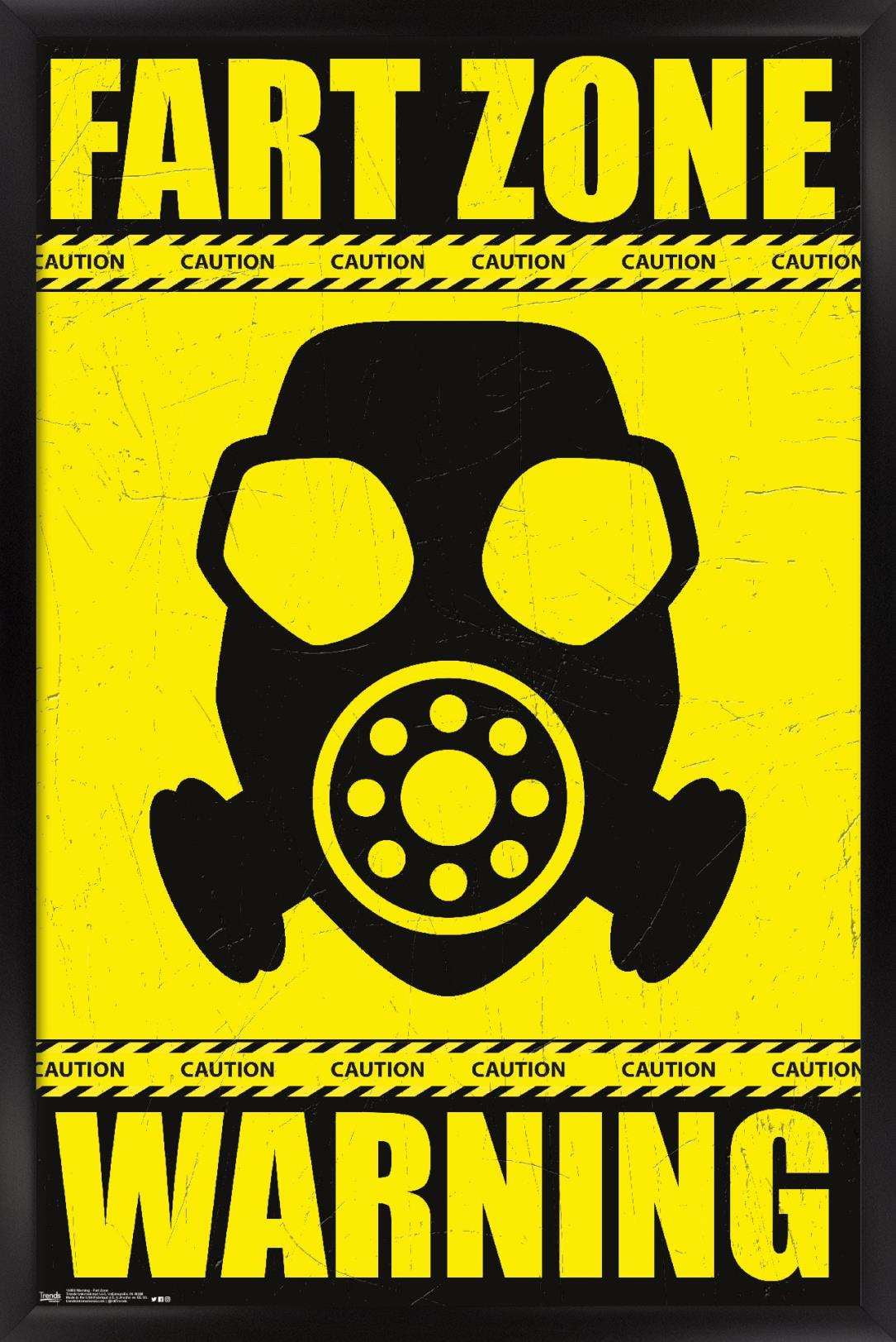 Warning - Fart Zone Wall Poster, 14.725" x 22.375", Framed - Walmart.com