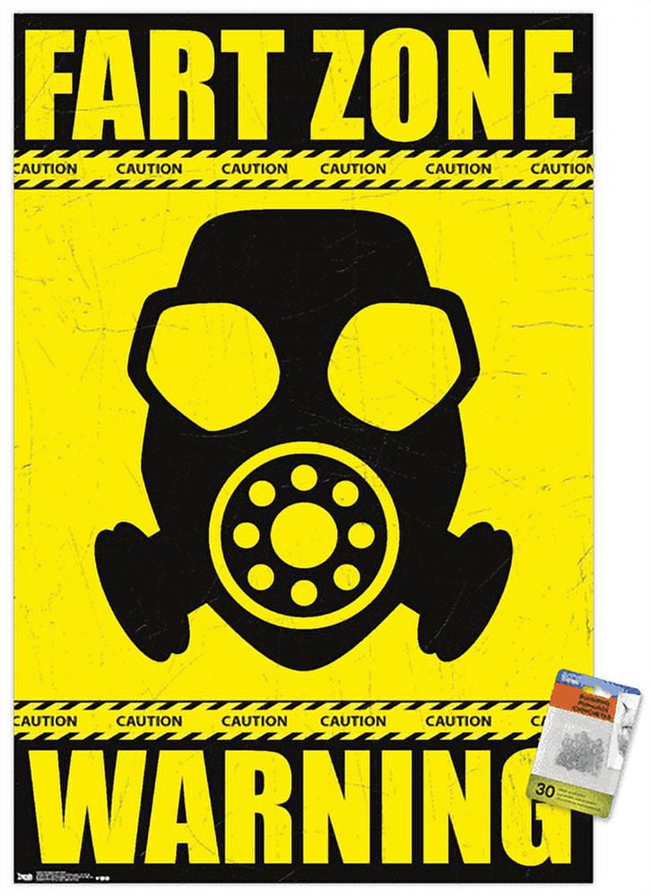 Warning - Fart Zone Wall Poster with Push Pins, 22.375" x 34" - Walmart.com