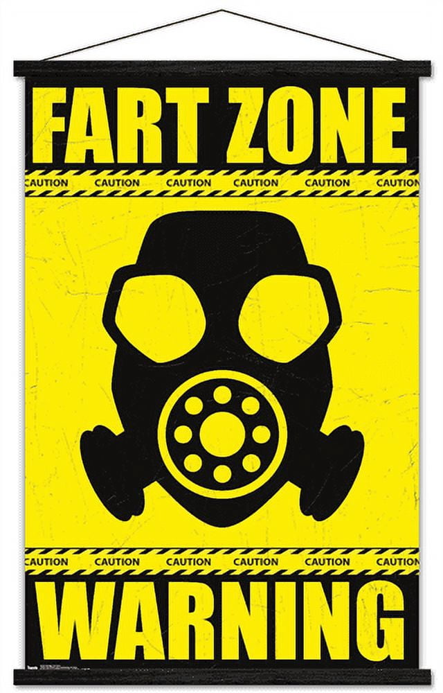 Warning - Fart Zone Wall Poster with Wooden Magnetic Frame, 22.375" x ...