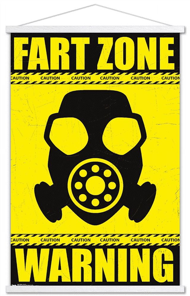Warning - Fart Zone Wall Poster with Wooden Magnetic Frame, 22.375" x ...