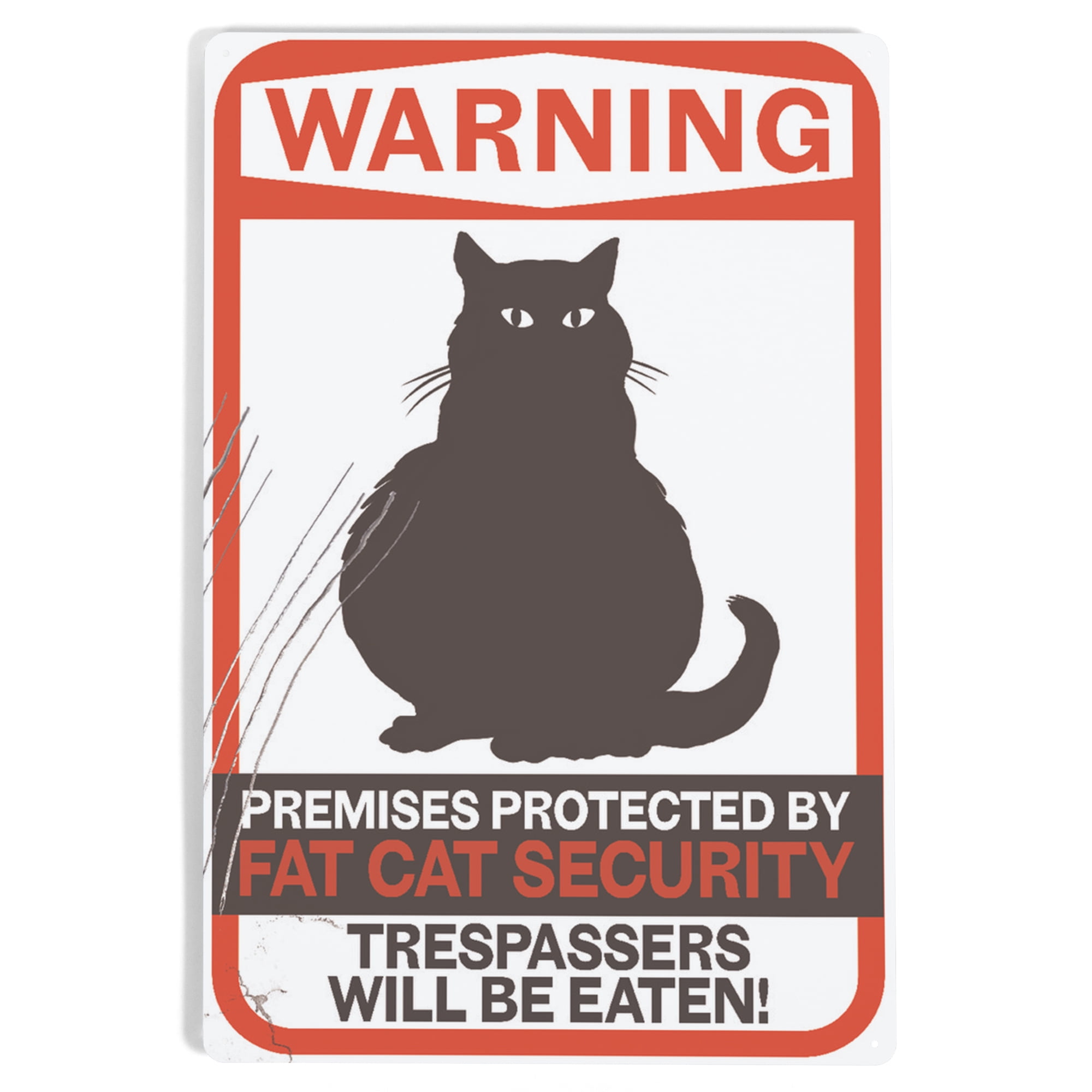 Warning, Fat Cat (12x18 Aluminum Art, Indoor Outdoor Metal Sign Decor ...