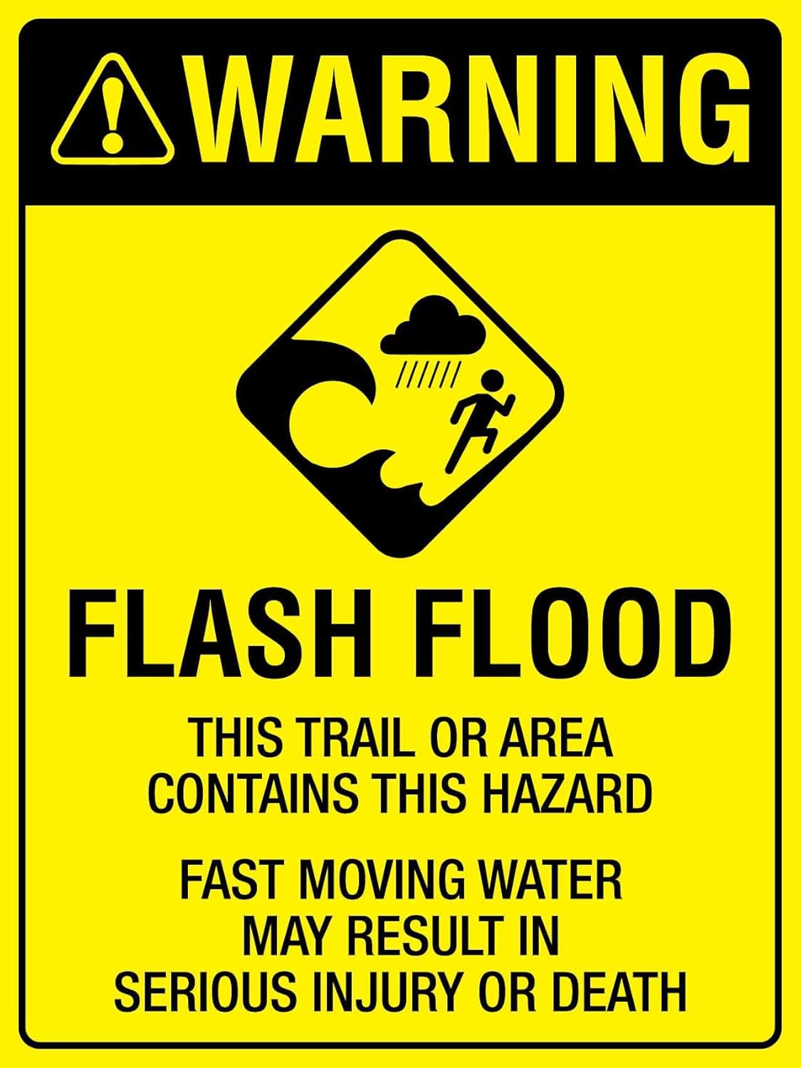 Warning Flash Flood Bright Yellow Sign Warning Signage 12 X 16 Inch ...