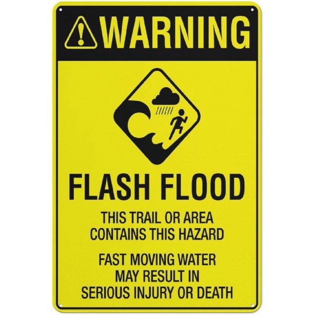 Warning Flash Flood Bright Yellow Sign Warning Sticker-Security Sign ...
