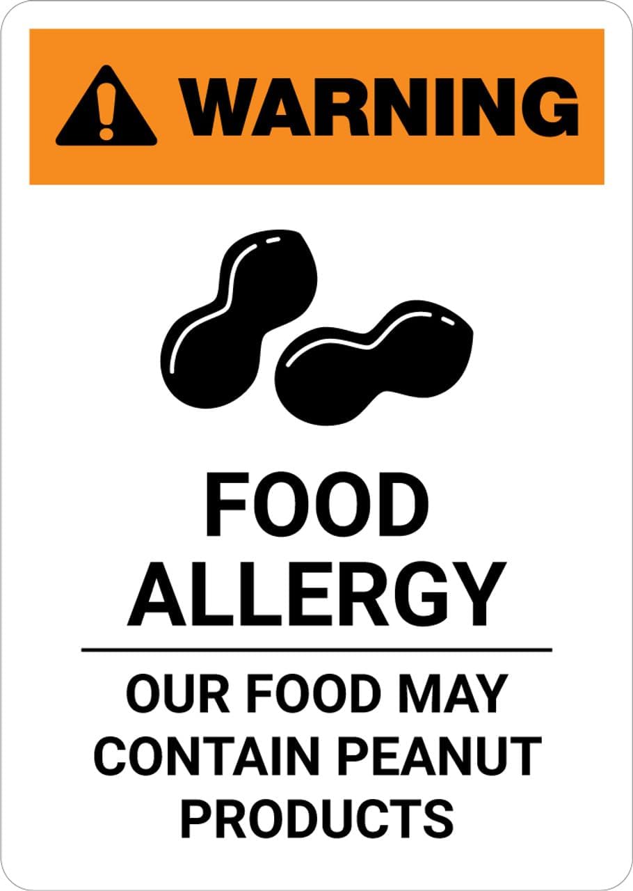 Warning: Food Allergy - Food May Contain Peanuts with Icon - Portrait ...